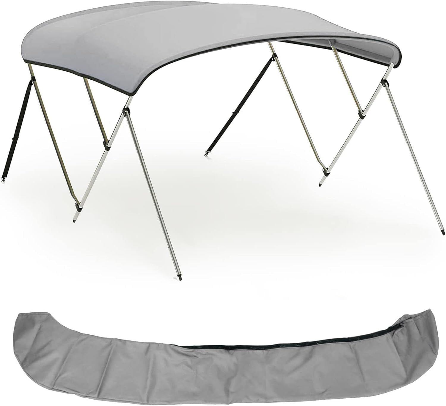 NORTHCAPTAIN 3 Bow 6'L x 46" H x 61"-66" W, Light Grey Boat Bimini Top ...