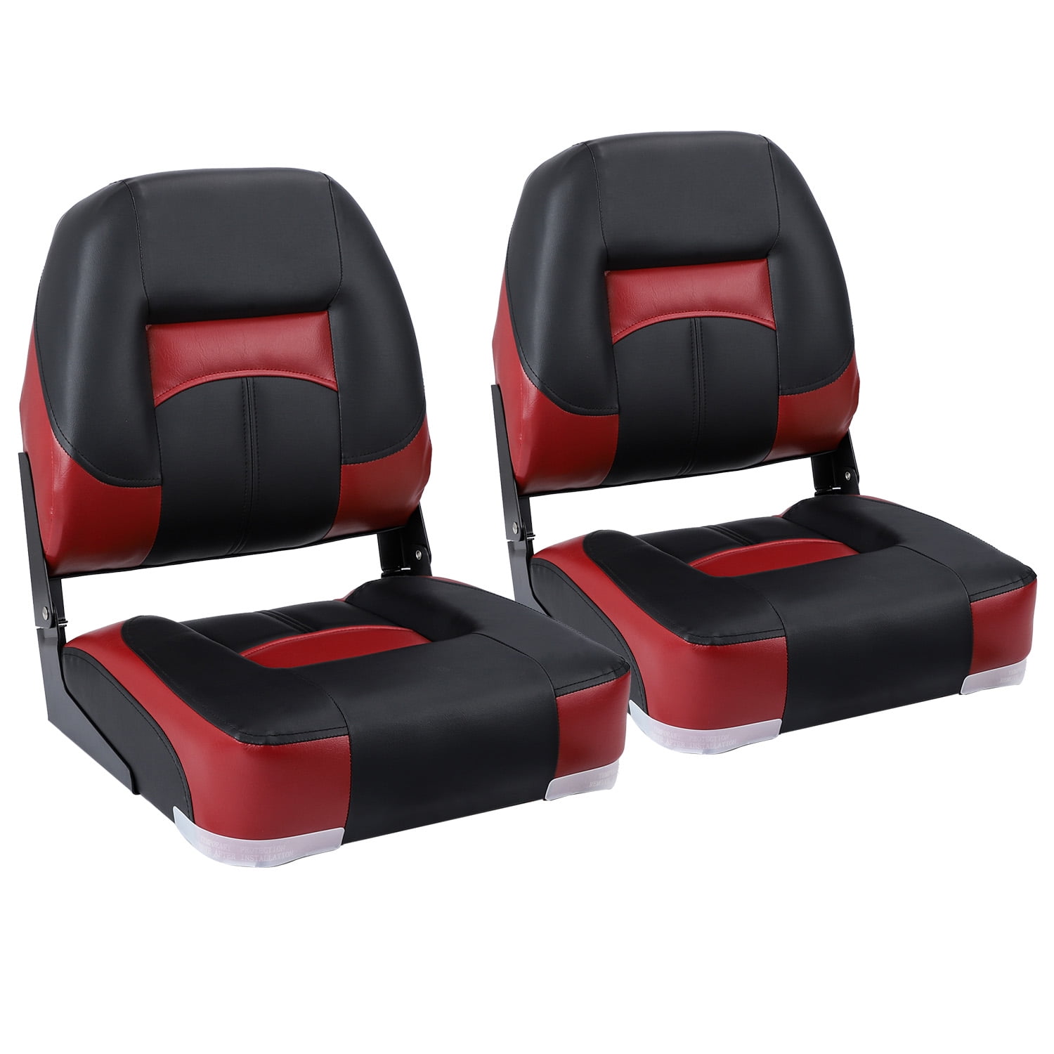 NORTHCAPTAIN Deluxe Black/Wine Red Low Back Folding Boat Seat, 2 Seats ...