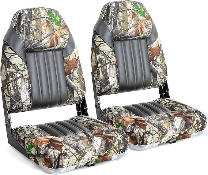 NORTHCAPTAIN Deluxe Camo High Back Folding Fishing Boat Seat,Stainless ...