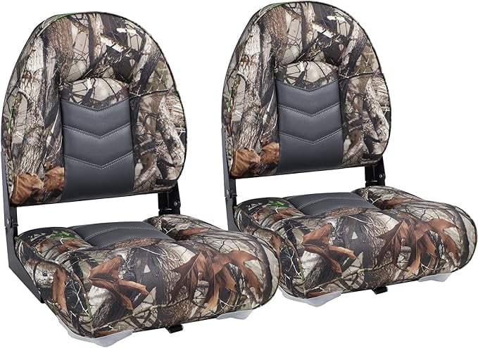 NORTHCAPTAIN Deluxe Camo High Back Folding Fishing Boat Seat,Stainless ...