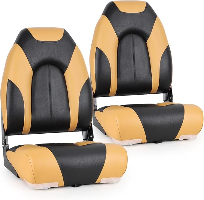 NORTHCAPTAIN Deluxe Marine High Back Folding Boat Seat,Stainless Steel Screws Included,Black ...