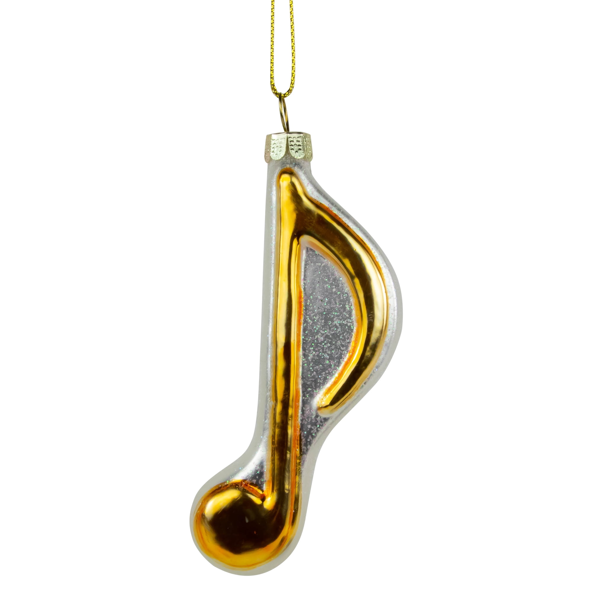 3.75" Metallic Gold Glittered Eighth Music Note Glass Christmas ...