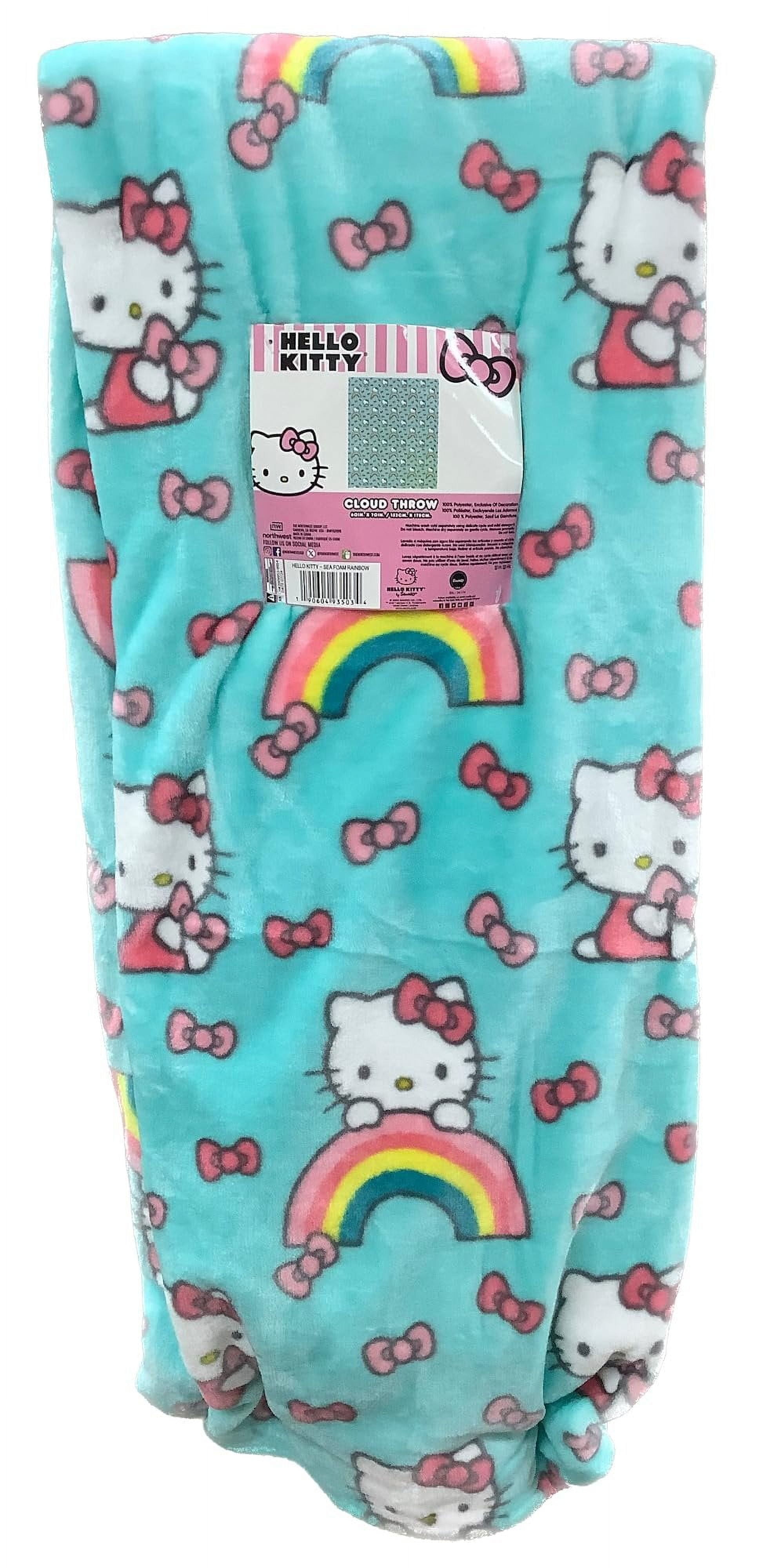 NORTHWEST Hello Kitty Cloud Throw, Black Cheetah Pattern with Rainbows ...