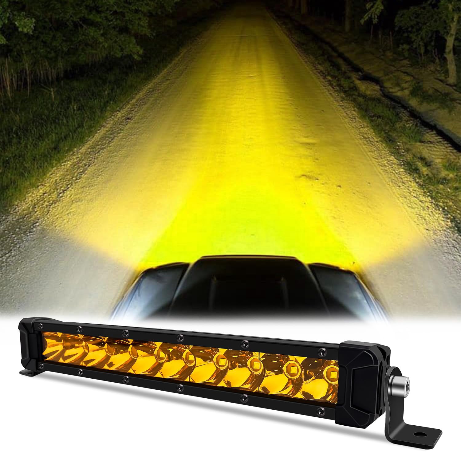 NORTHYUN Yellow LED Light Bar 13 Inch Slim Led Bar 30W Spot Fog Lights ...