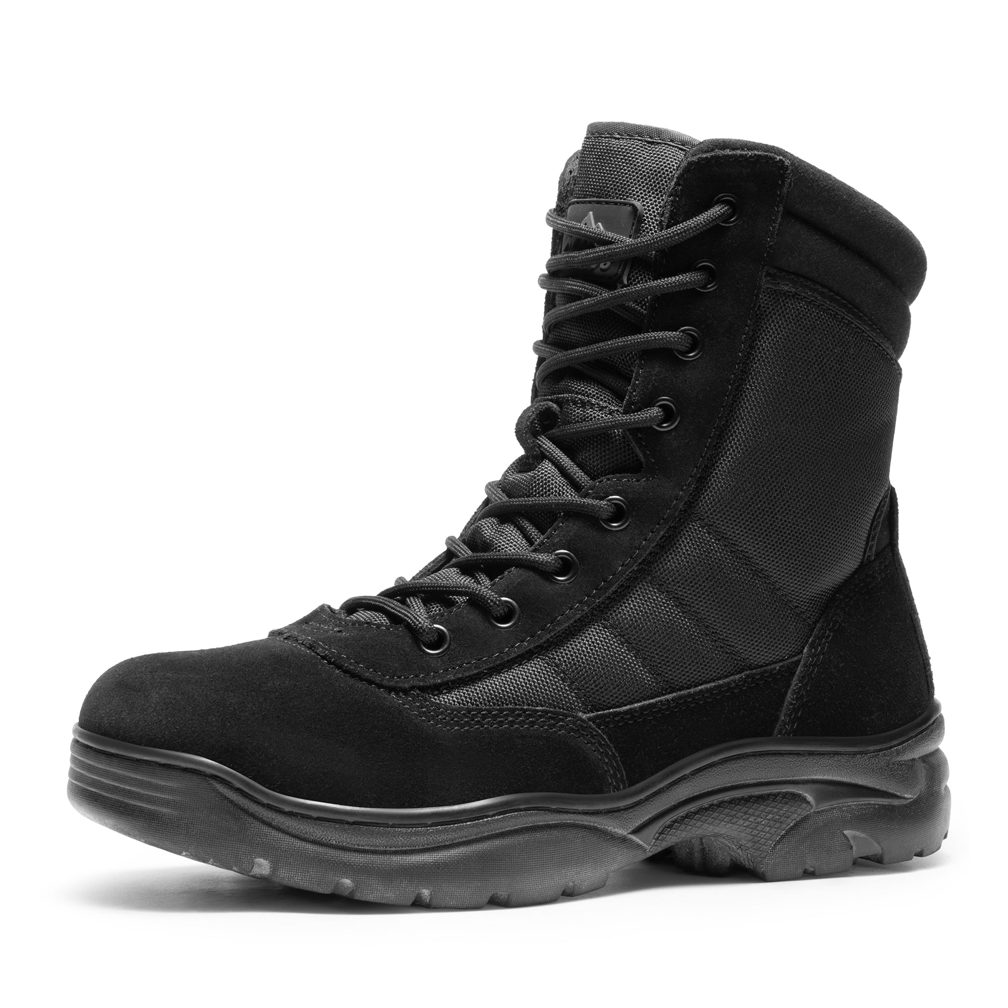 NORTIV 8 Men's Military Tactical Work Boots Side Zipper Leather Motorcycle Combat Boots Trooper ...