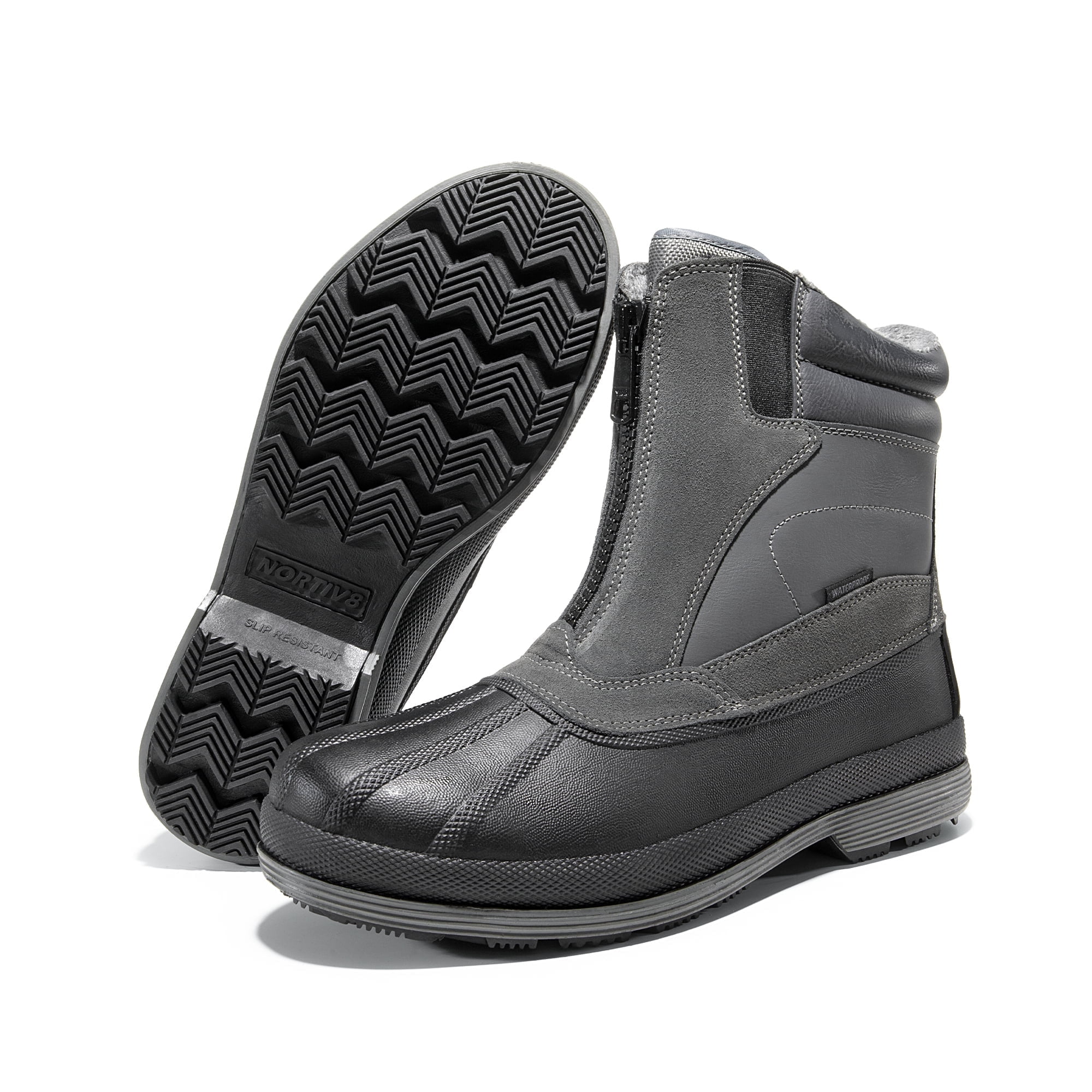 NORTIV8 Mens Winter Snow Boots, Waterproof, Insulated, Grey Black, Size ...