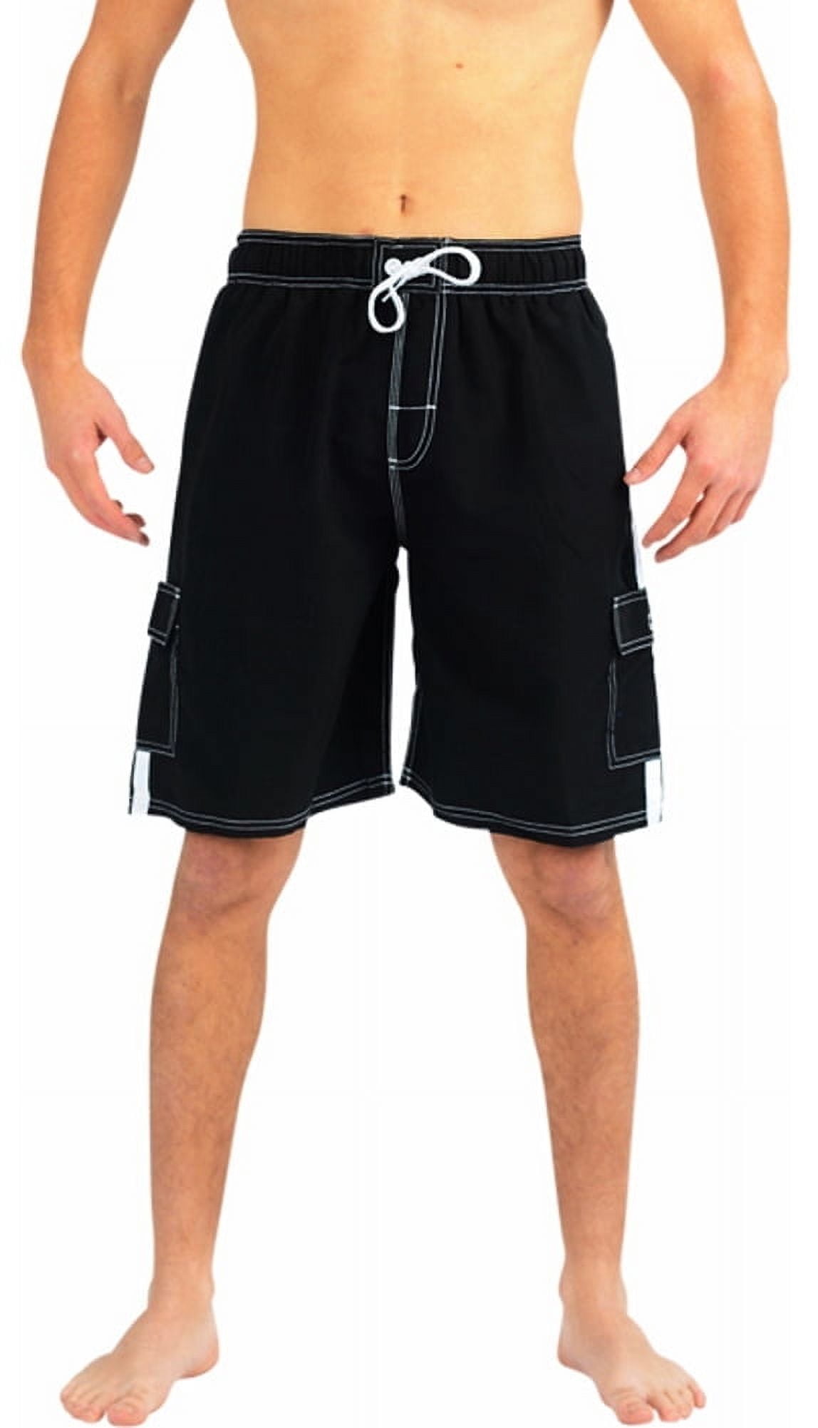 NORTY Men's Big & Tall Swim Trunks, Mesh Lined Swimwear, Black, Size ...