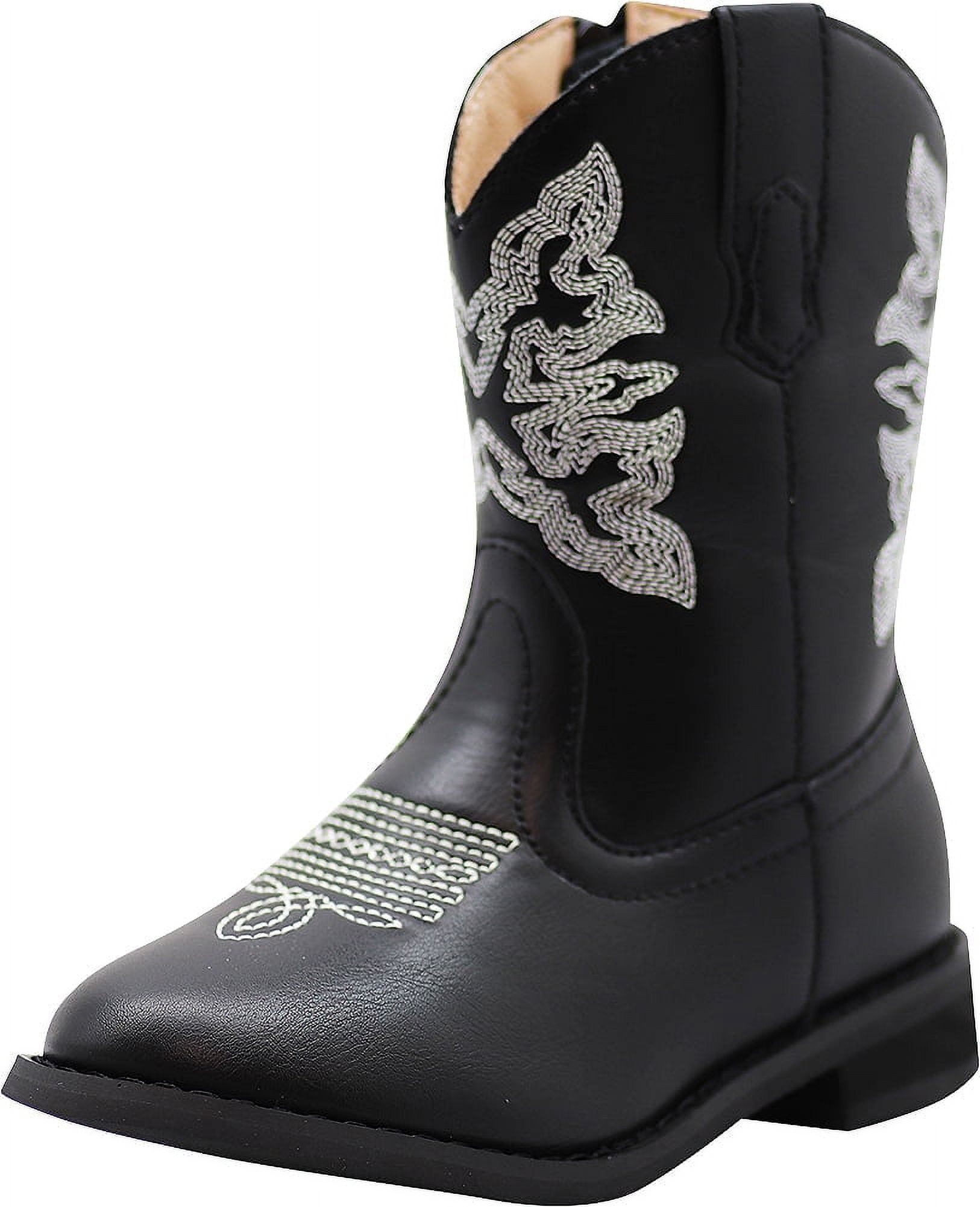 NORTY Boys Girls Western Cowboy Boots, Side Zip, Contrast Stitching ...