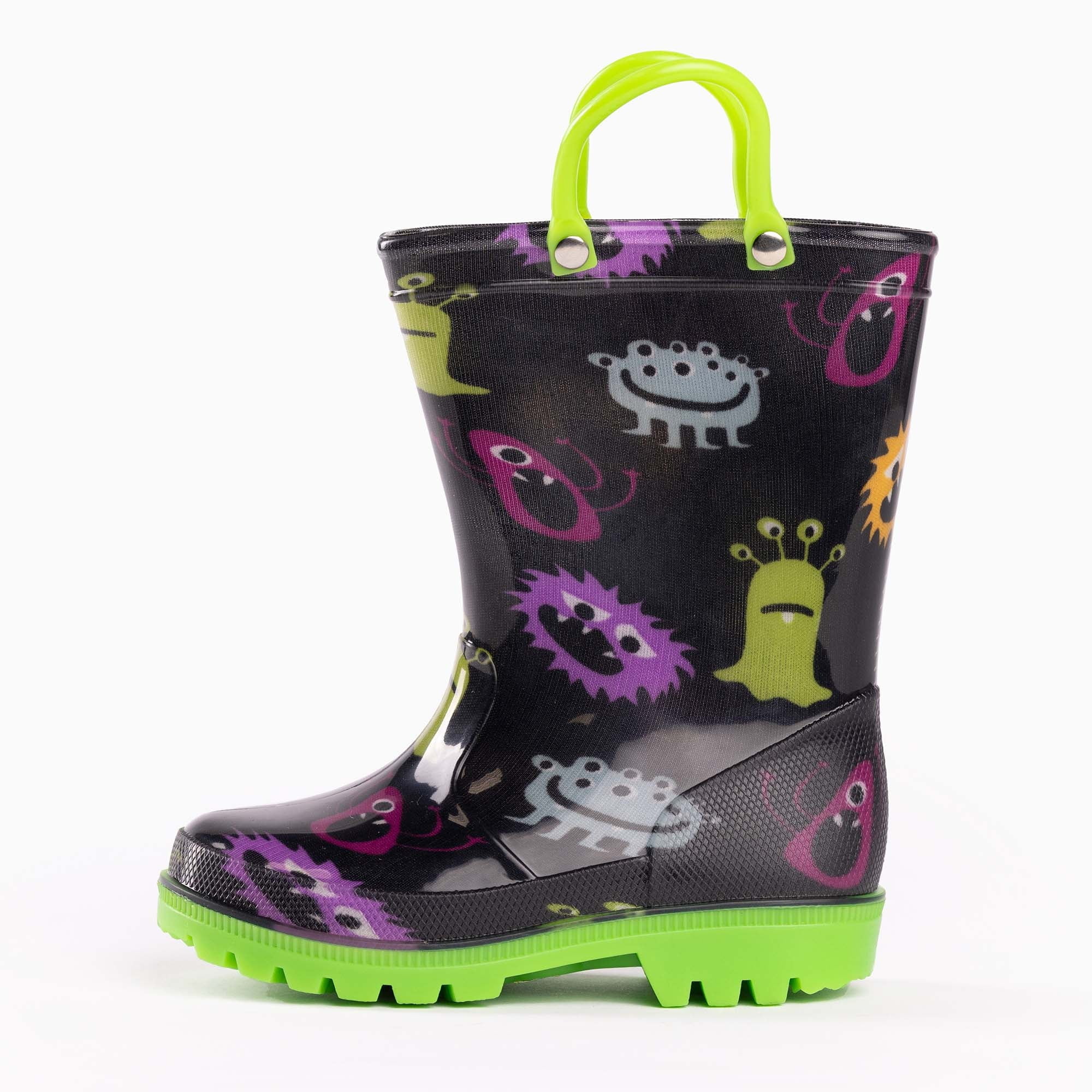 NORTY Kids' Boys Girls Waterproof PVC Rain Boots Easy-On Handles Fun ...