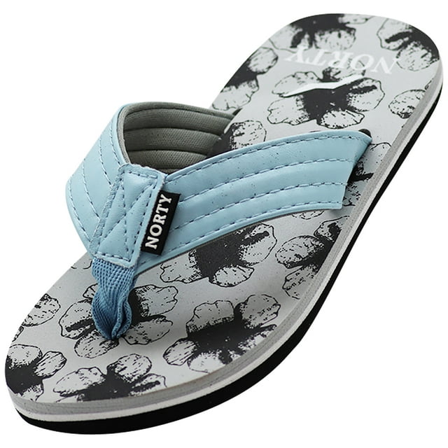 NORTY Children's Youth Light Grey Blue Flip Flops - Kids Sandals - Runs ...