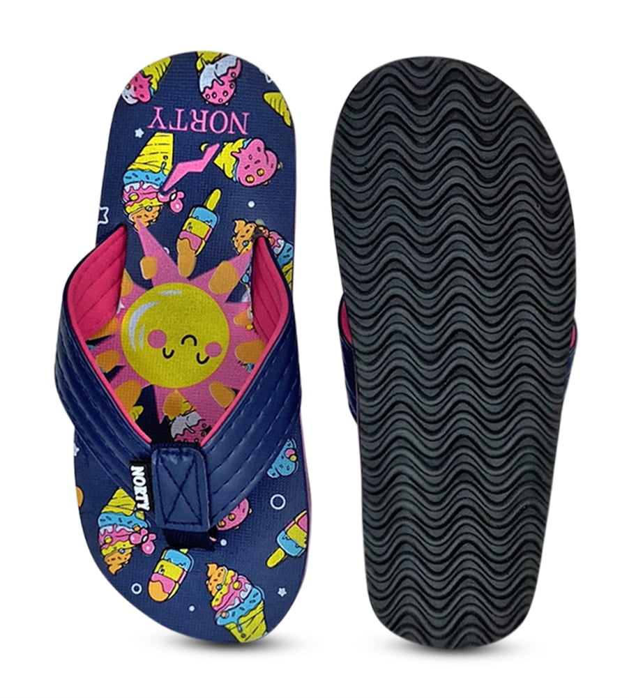 NORTY Girls Flip Flops Female Child Sandals Navy Fuchsia - Runs 1 Size ...