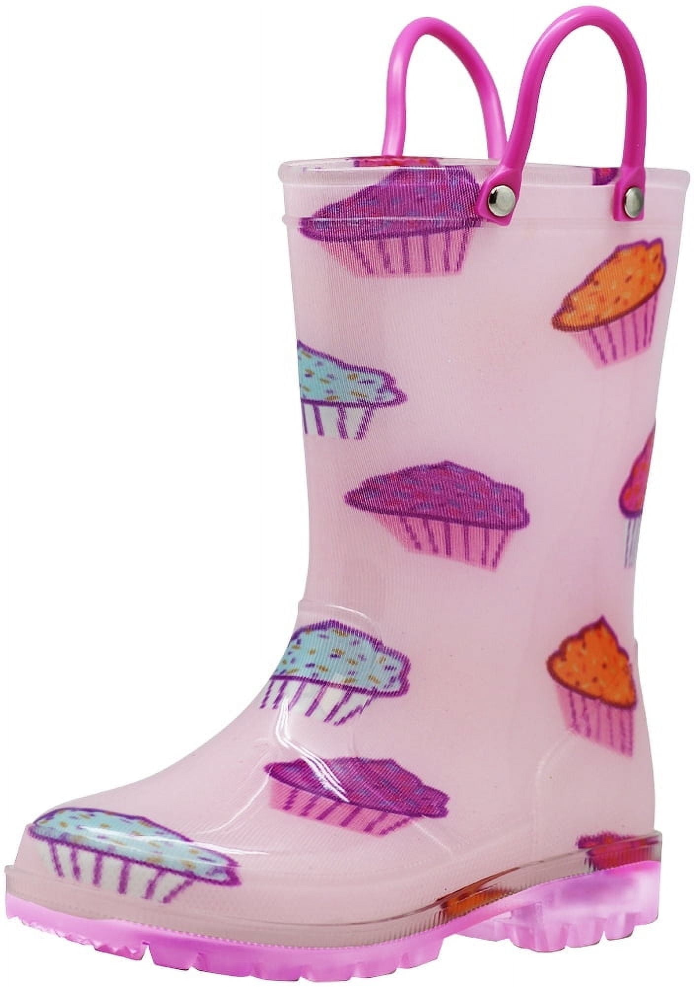 NORTY Girls Light-Up PVC Waterproof Rain Boots Fun Colors Patterns Easy ...