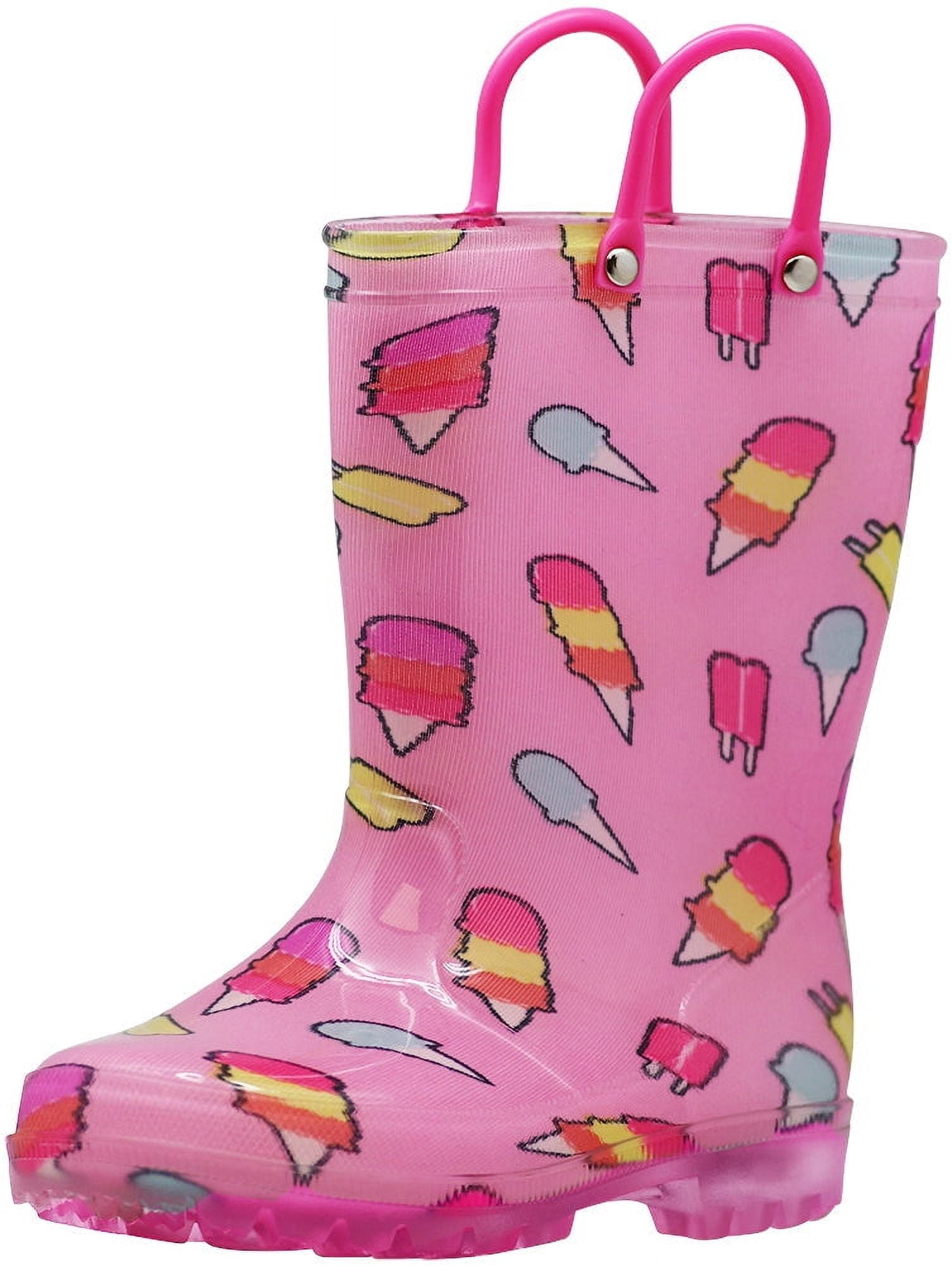 NORTY Girls Light-Up PVC Waterproof Rain Boots Fun Colors Patterns Easy ...