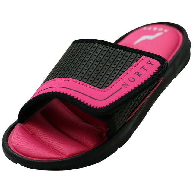 NORTY Girls Memory Foam Slides Child Female Flat Sandals Pink Black ...