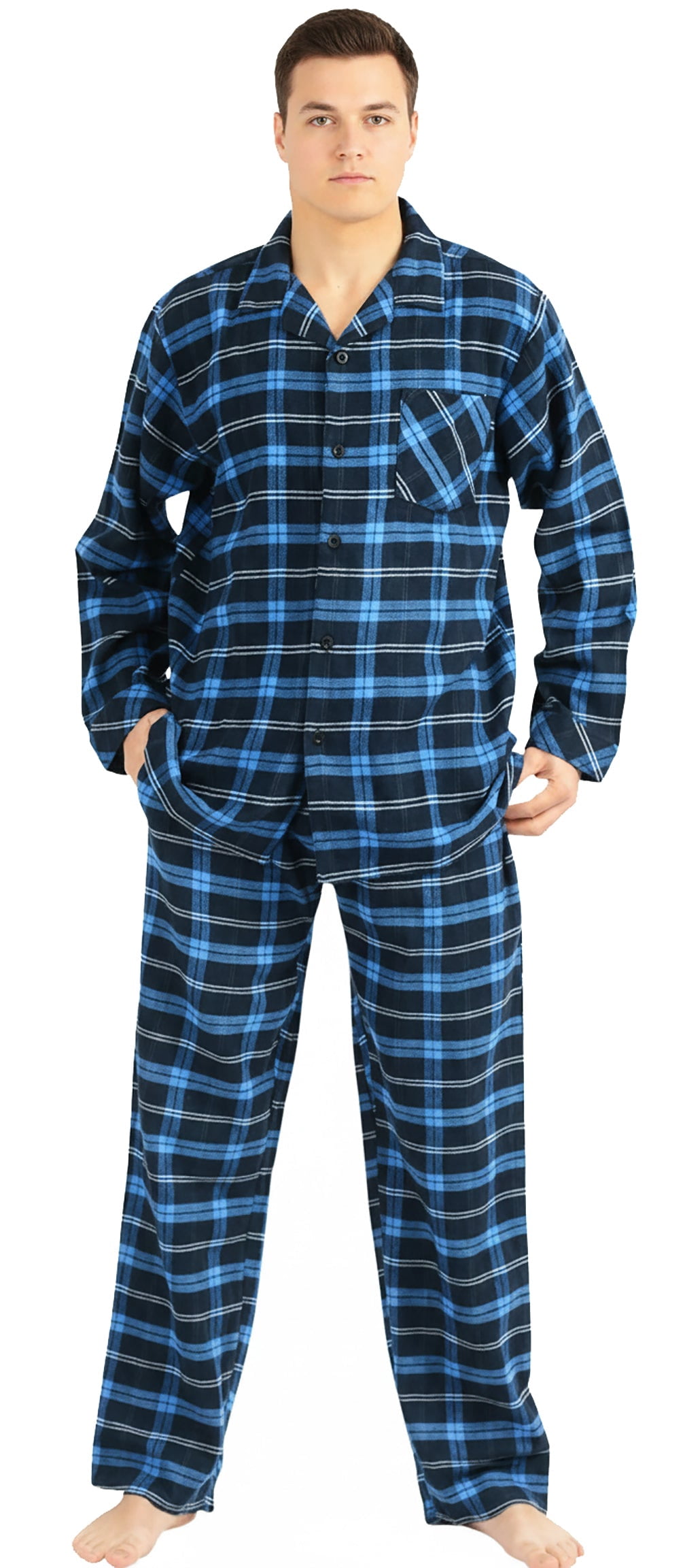 NORTY Men's Flannel Cotton Blend Sleepwear Pajama Sets Warm Soft ...
