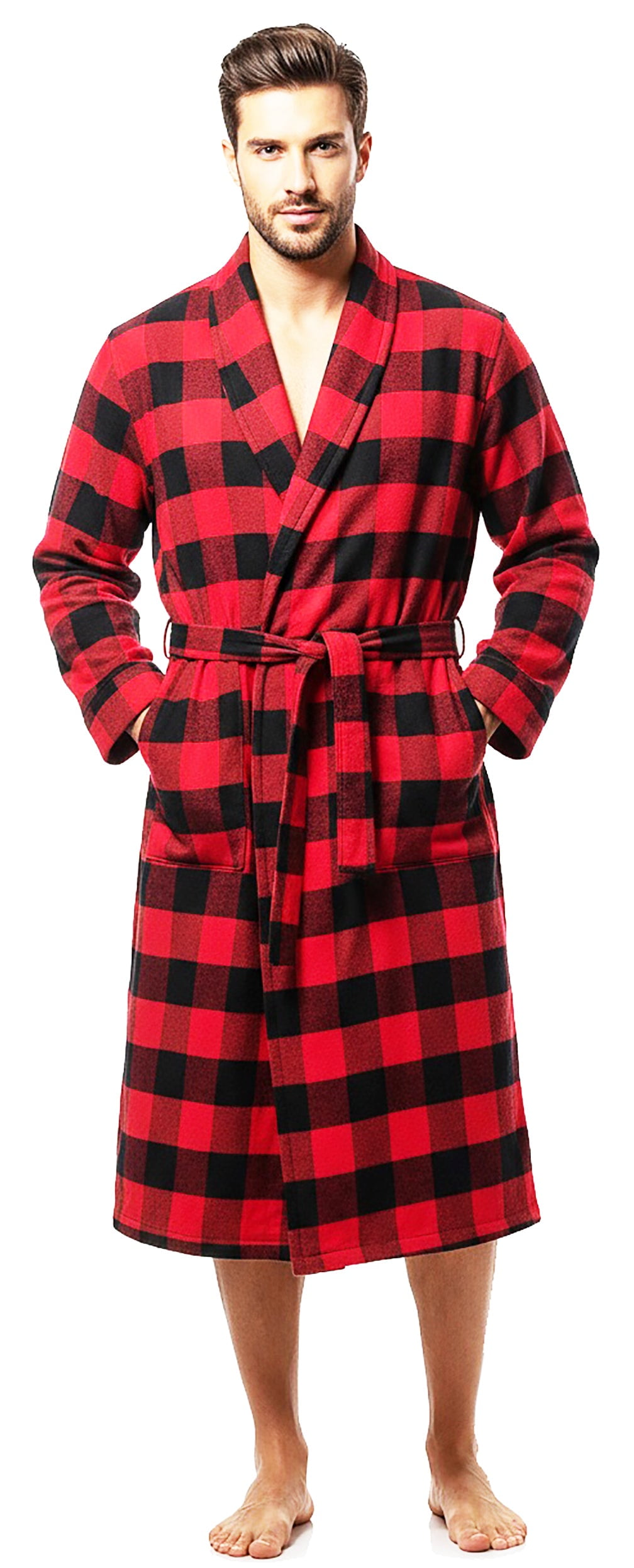 NORTY Men's Soft Cotton Flannel Bathrobe, Comfortable, Durable ...