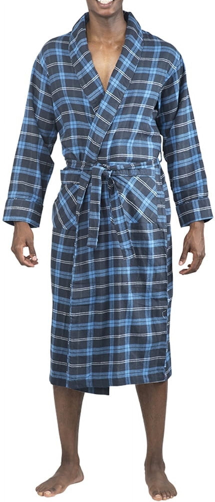 NORTY Men's Comfortable Flannel Cotton Blend Bath Robe, Royal Blue ...