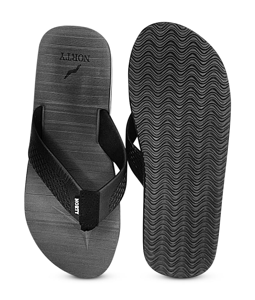 NORTY Mens Flip Flops Adult Male Beach Thong Sandals Black Grey ...