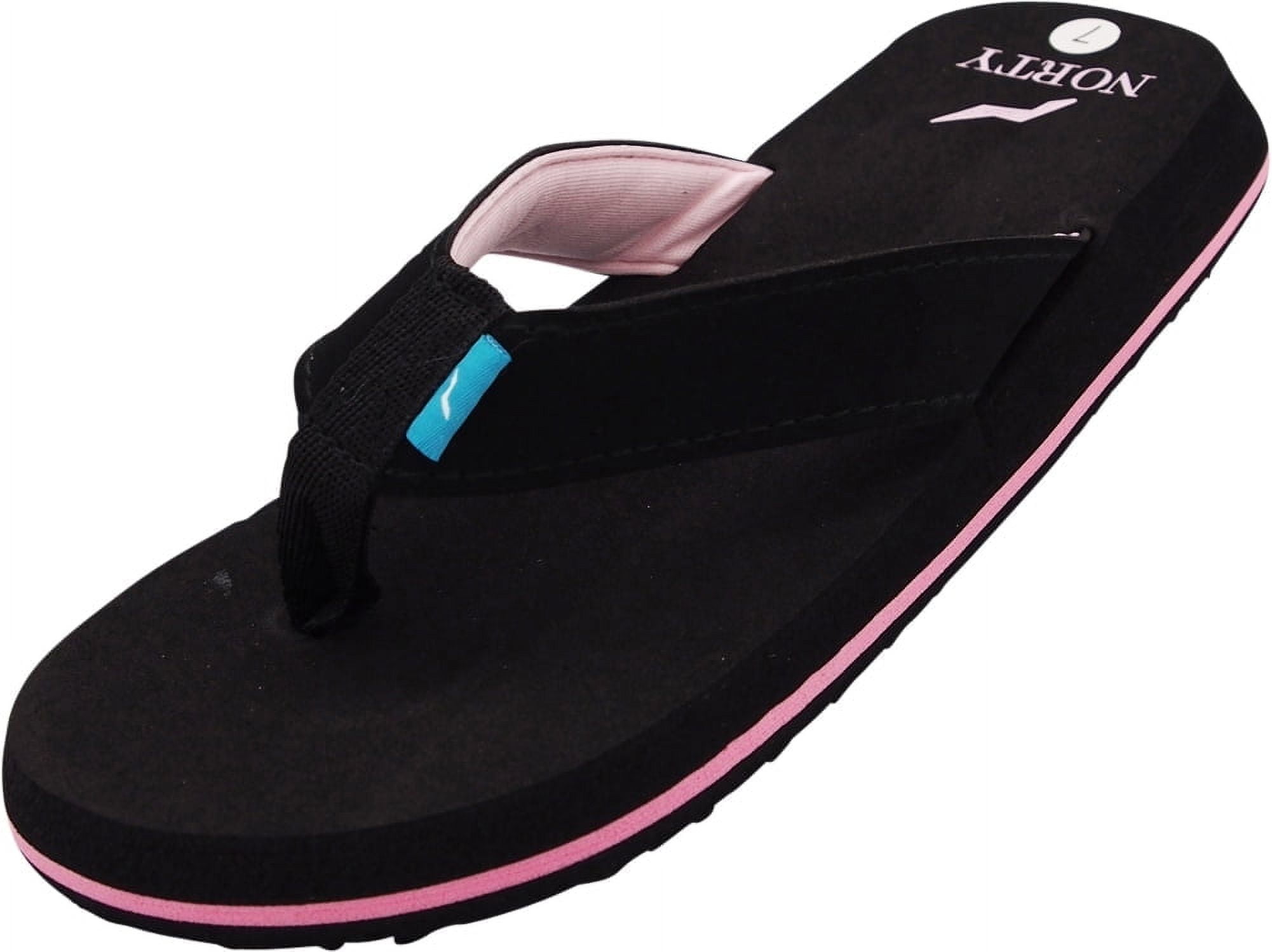 NORTY Women's Thong Flip Flops - Black, Cushioned, Non-Skid, Runs 1 ...