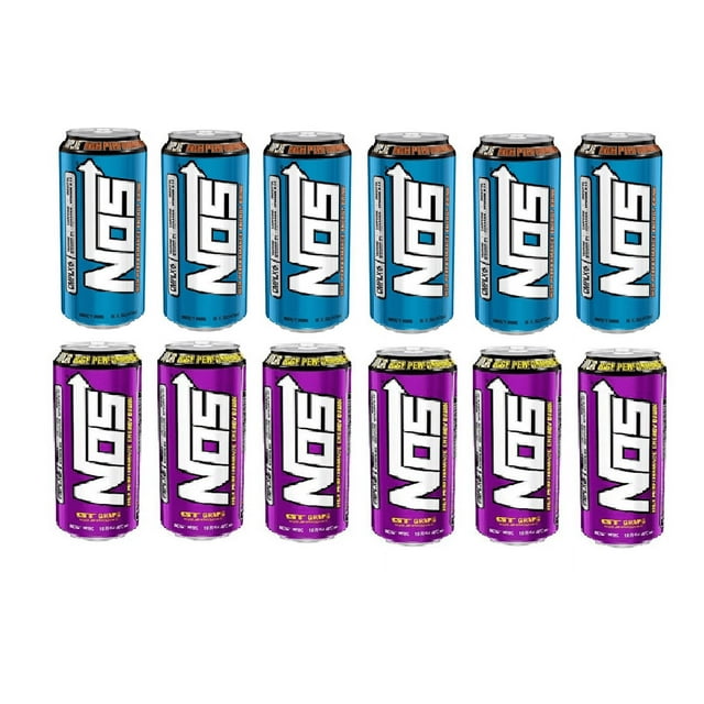 NOS Fuel Energy Drink, Regular and Grape Variety Pack, 16oz Cans - Pack ...
