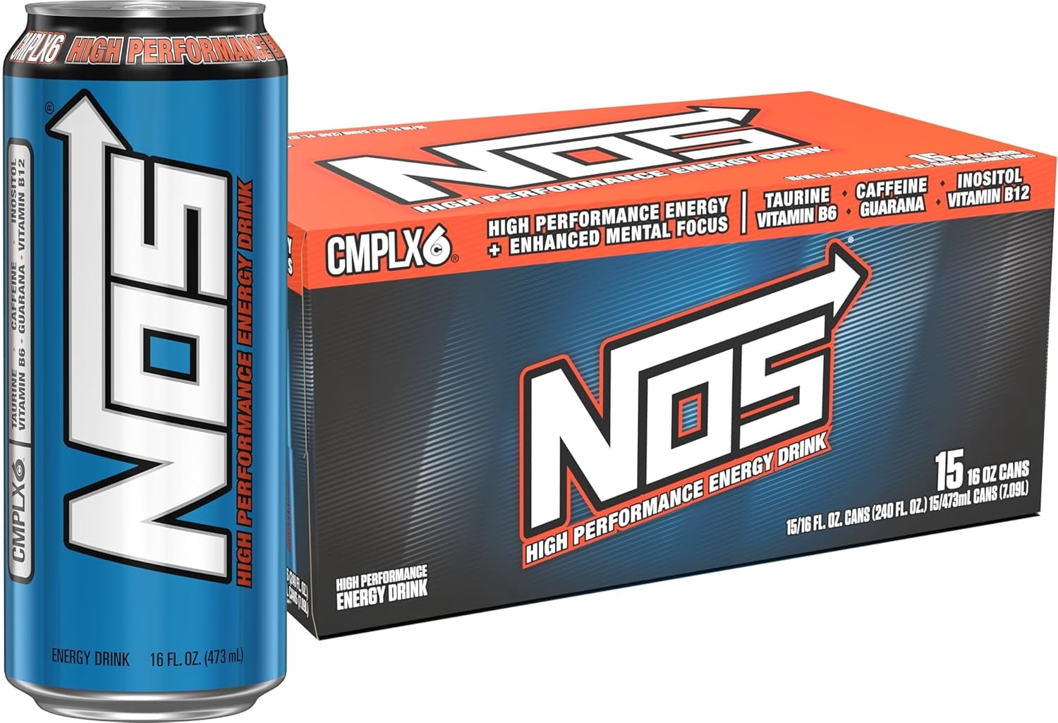 NOS Original: High Performance Energy Drink. 16 Fl oz | Pack of 15 ...