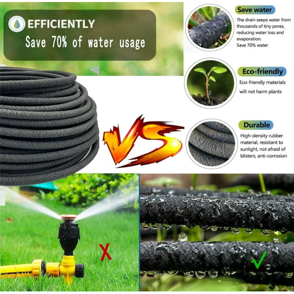 NOSGQ-1/4 inch Soaker Hose Tubing for Drip Irrigation, 100FT Garden ...