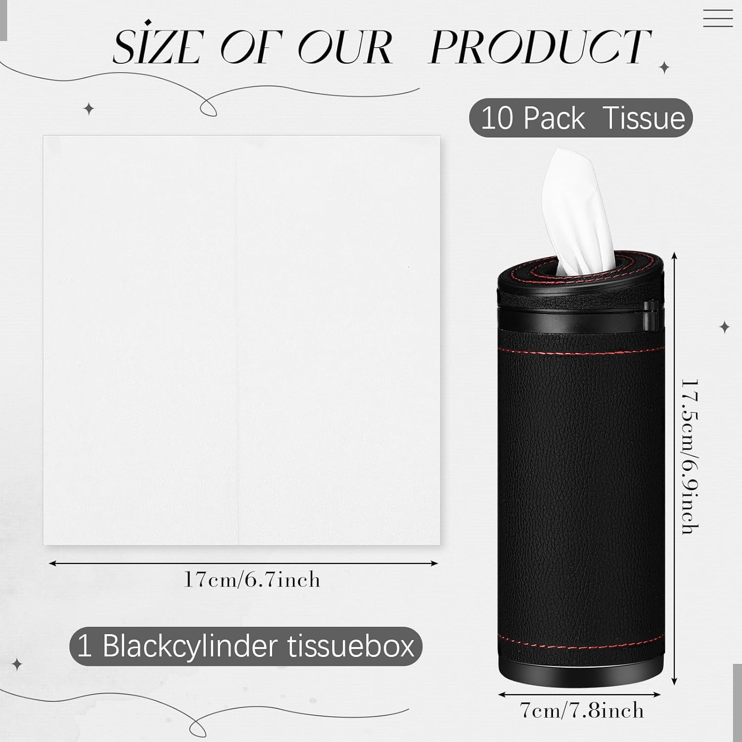 NOSGQ-1 Pcs Car Tissues Cylinder Leather Round Container Car Tissues ...