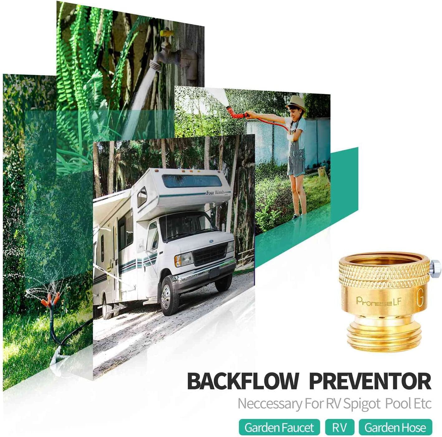 NOSGQ-2 Pack Lead-Free Brass 3/4" Inch MHT Hose Bibb Connector Backflow ...