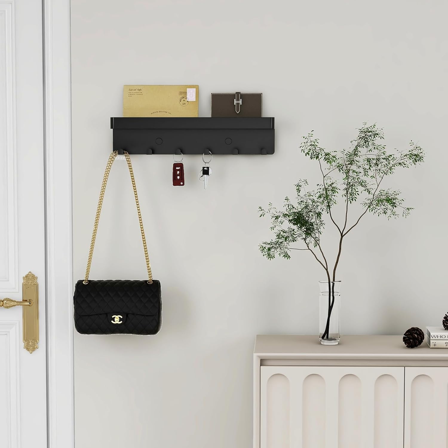 NOSGQ-2 Pieces Key Holder for Wall Rustic Key and Mail Organizer 6 Key ...