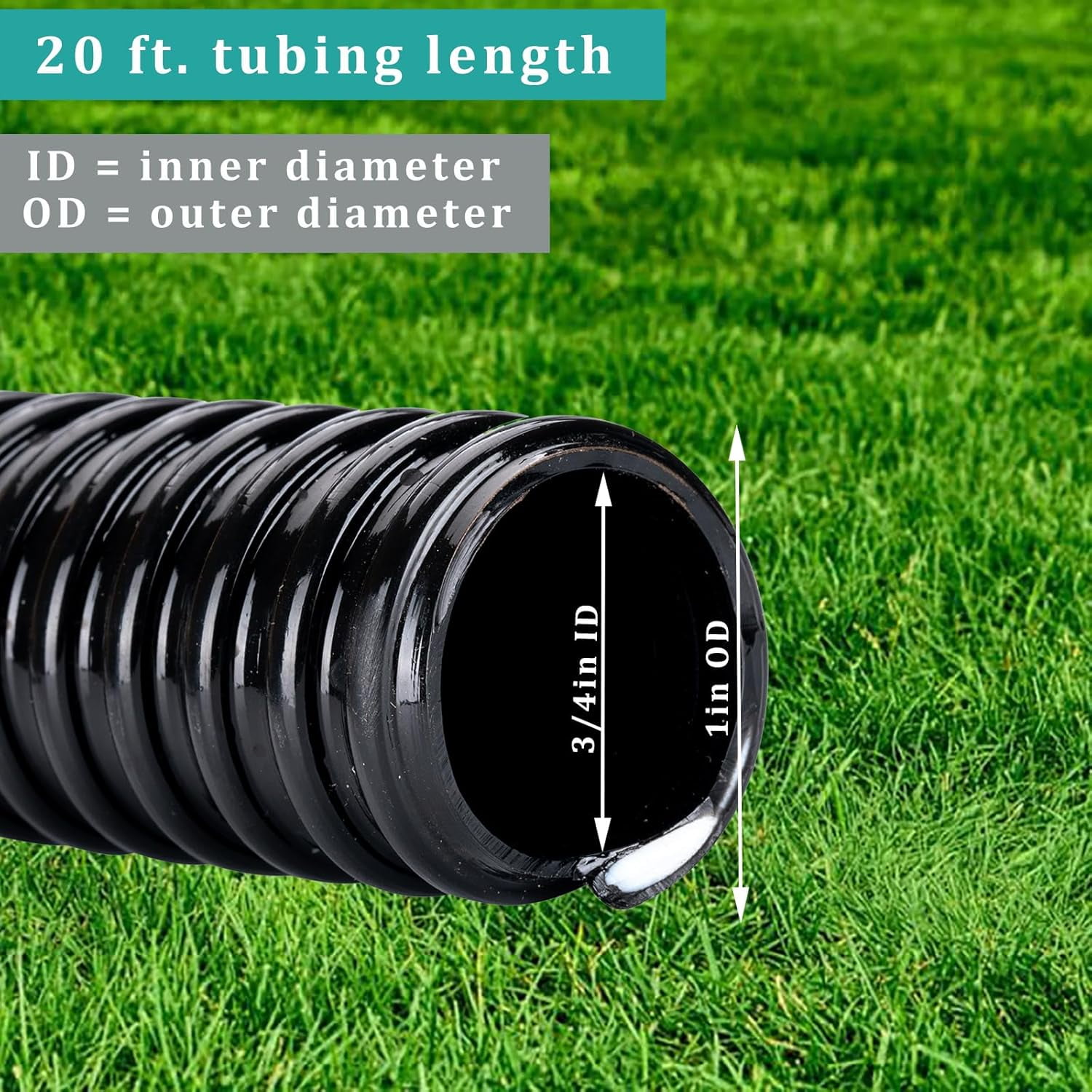 NOSGQ-3/4” × 10ft Black Corrugated Flexible Reinforced PVC Pond Tube ...