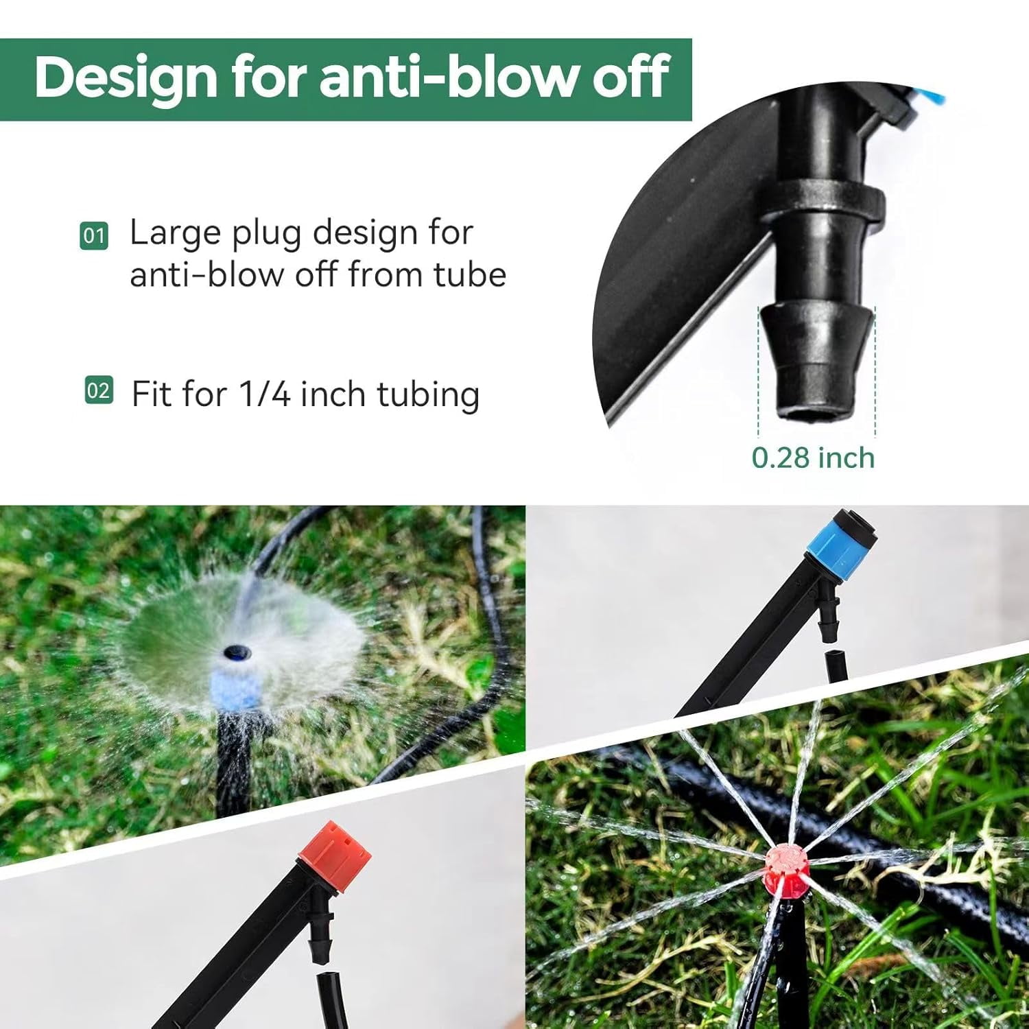 NOSGQ-52 Pack Drip Emitters Sprays for 1/4" Drip Irrigation Tubing (26 pcs Emitters Vortex + 26 ...