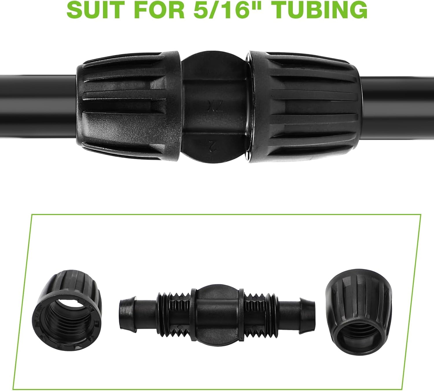 NOSGQ-6 Pack 5/16 Inch Drip Irrigation Coupling Connectors, Barbed Lock ...