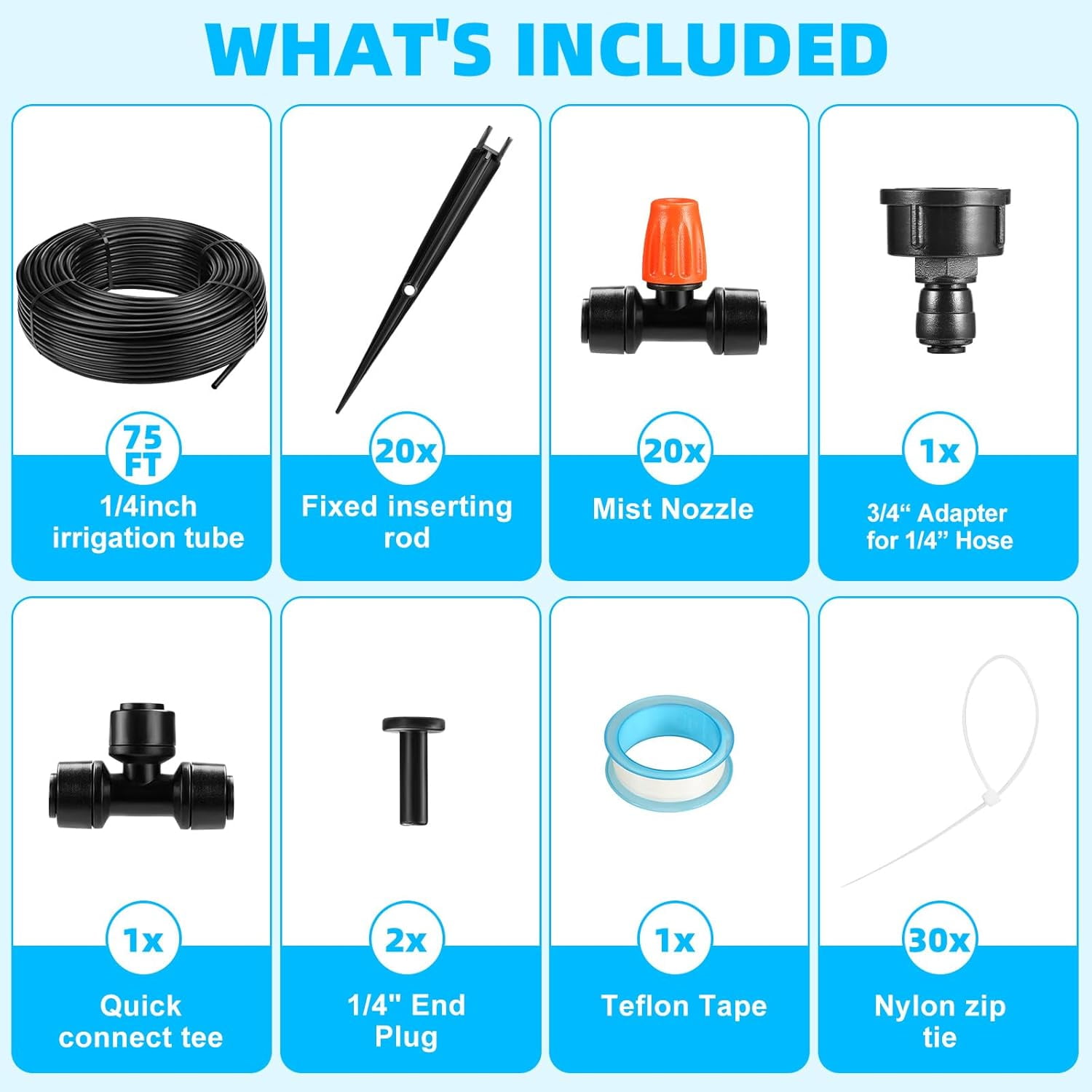 NOSGQ-75FT Drip Irrigation System - Easy to Assemble Quick Plug ...