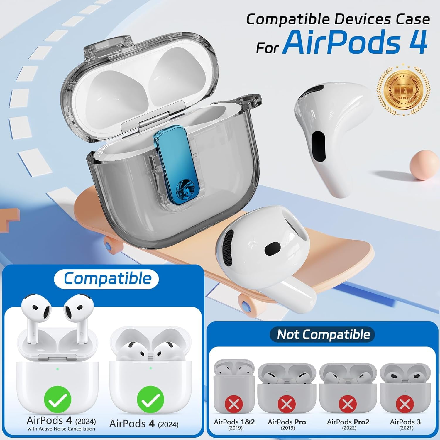 NOSGQ-Clear Case for AirPods 4th Gen, Secure Lock Case with Cleaner Kit ...