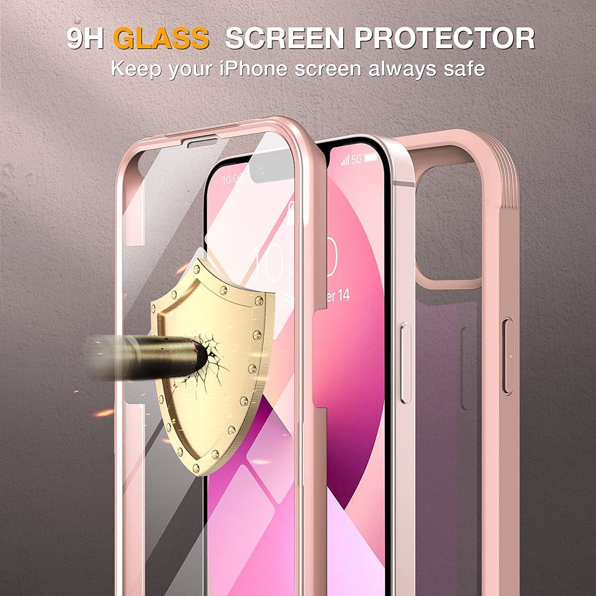 NOSGQ-Compatible with iPhone 13 case 6.1 inch, [Glass Instead Plastic ...