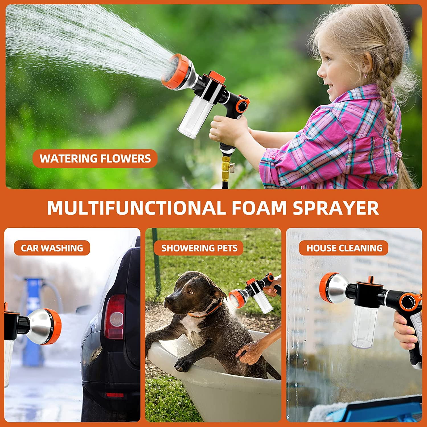 NOSGQ-Dog Washing Hose Attachment,High Pressure Garden Hose Nozzle 8 ...
