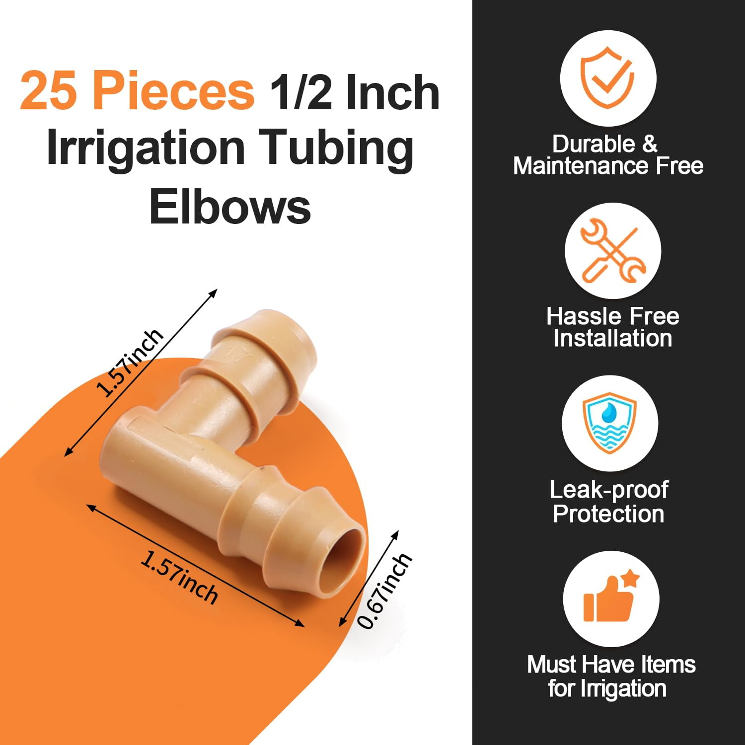 NOSGQ-Drip Irrigation Elbow Fittings, 25 Pieces 1/2'' Drip Line Barbed ...