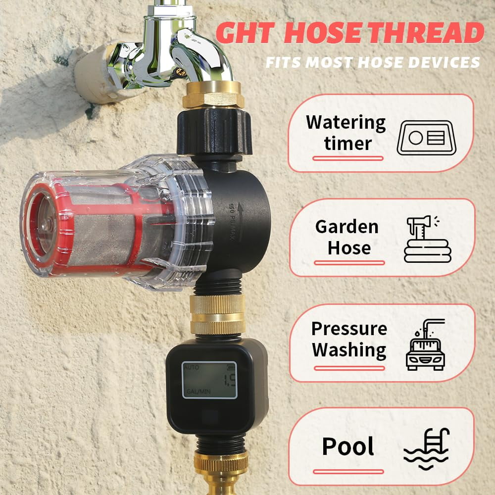 NOSGQ-GIEX 200 Mesh Garden Hose Filter with Quick Connect, 3/4" GHT ...