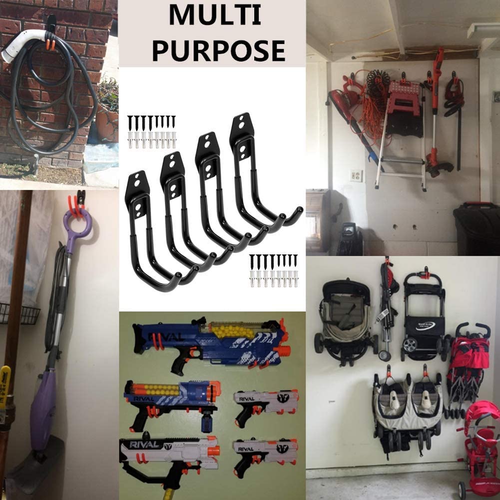 NOSGQ-Heavy Duty Garage Storage Utility Double Hooks, Wall Mount Tool ...