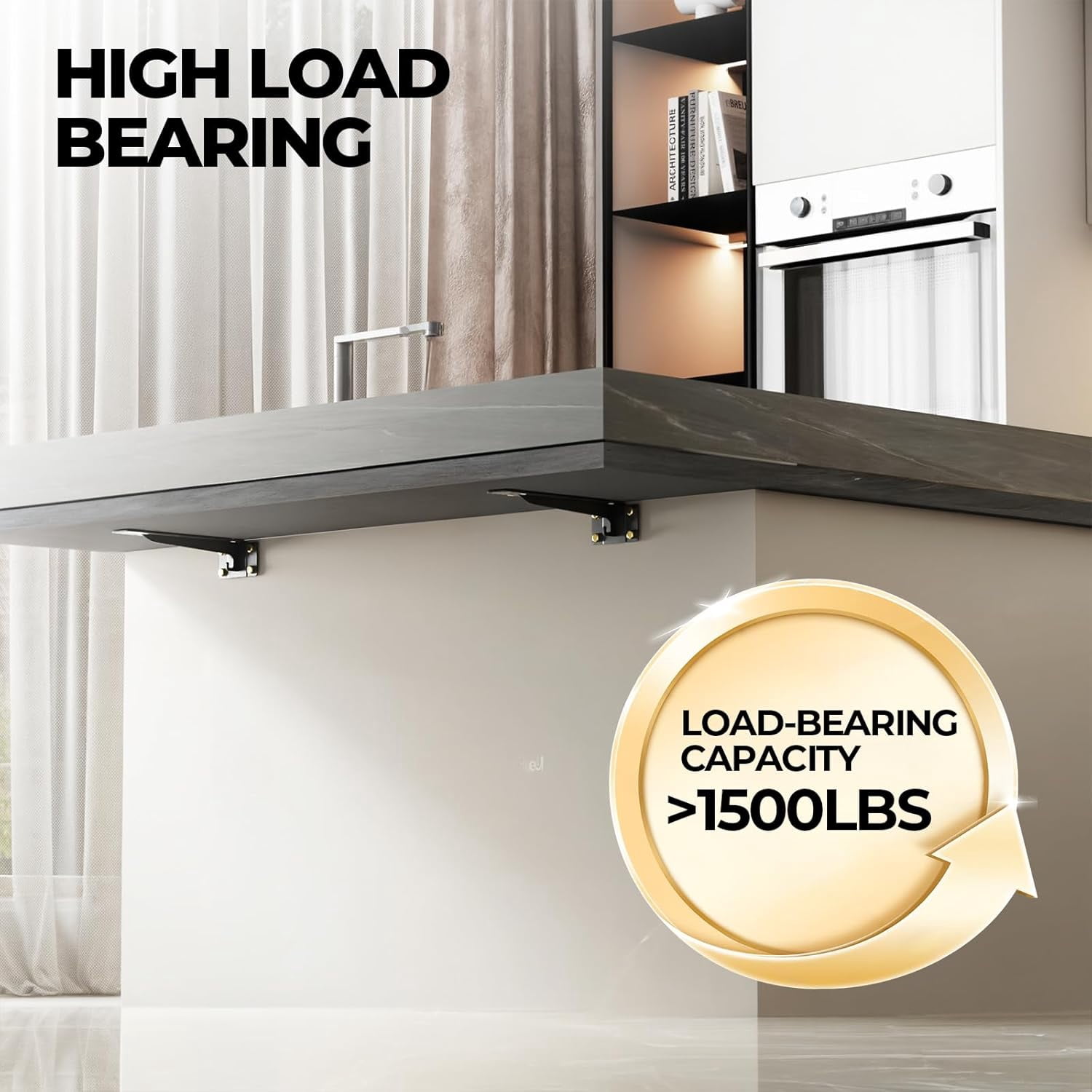 NOSGQ-Heavy Duty Shelf Brackets 14 Inch, 1500 lbs Capacity, Hooks for ...