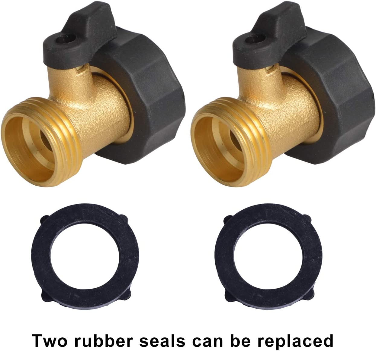 NOSGQ-Hydro Master Heavy Duty Brass Shut Off Valves Garden Hose Connectors with Extra Rubber ...