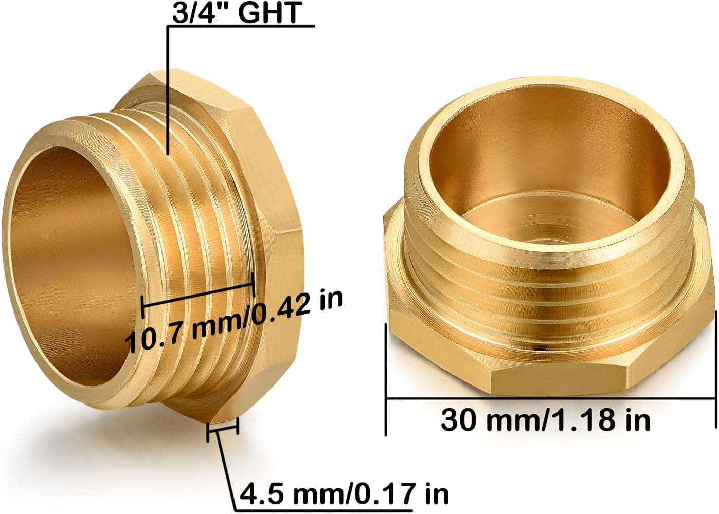 NOSGQ-Male Brass Pipe Plug Outer Garden Hose 3/4" GHT Male Threaded End ...