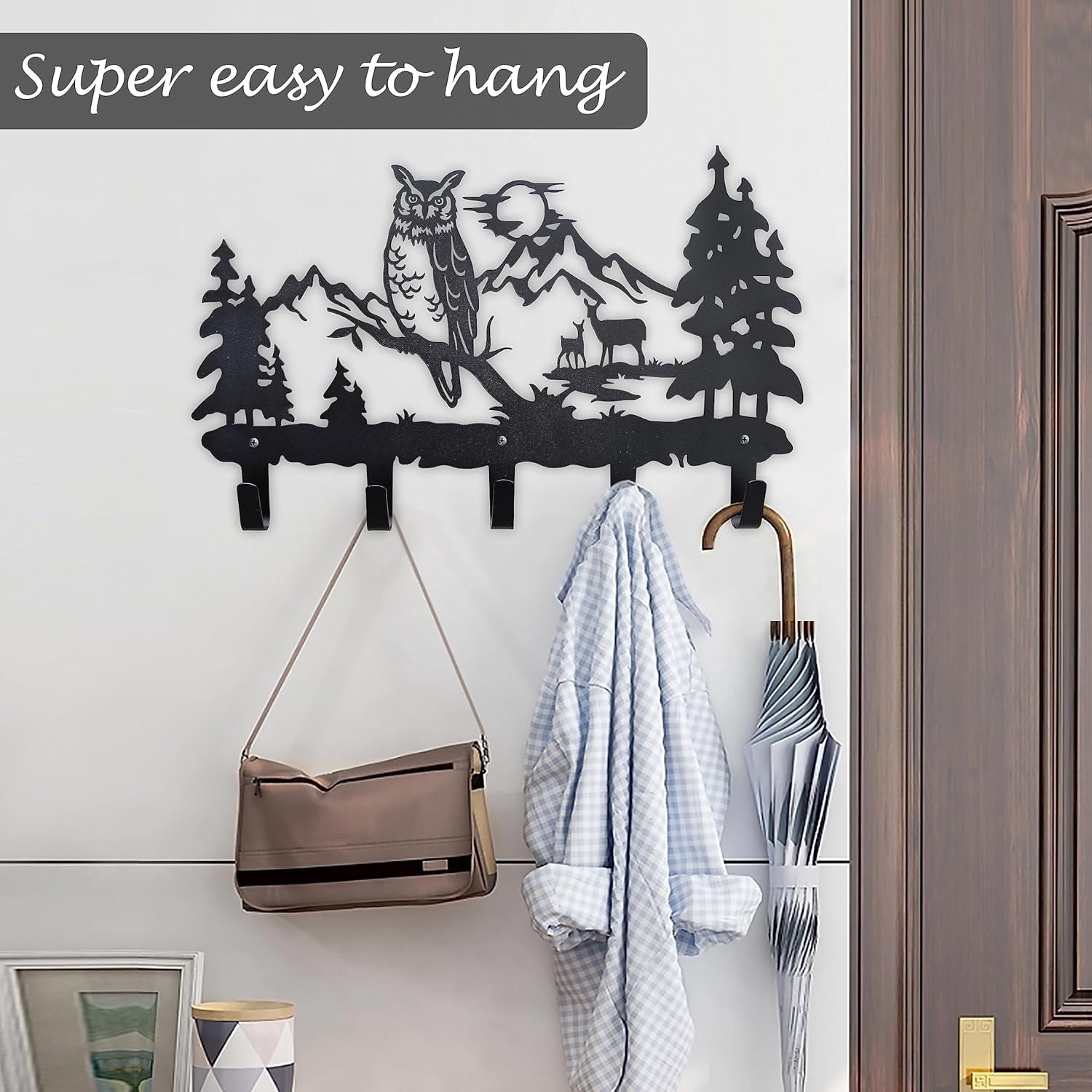 NOSGQ-Metal Owl Hooks Wall Art Decor-Owl Hangers and Key Holder-Clothes ...