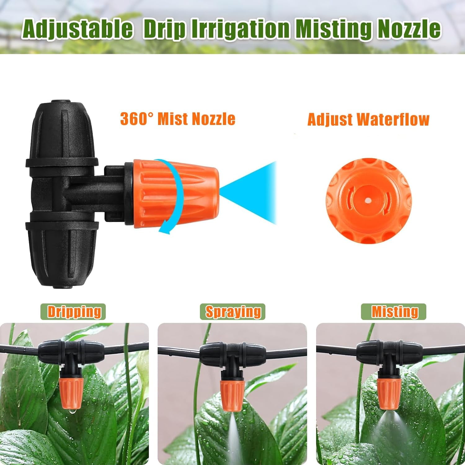 NOSGQ-Micro Spray Irrigation Drippers, 25 Pcs Three-Way Atomizing Nozzle Drip Irrigation Fitting ...