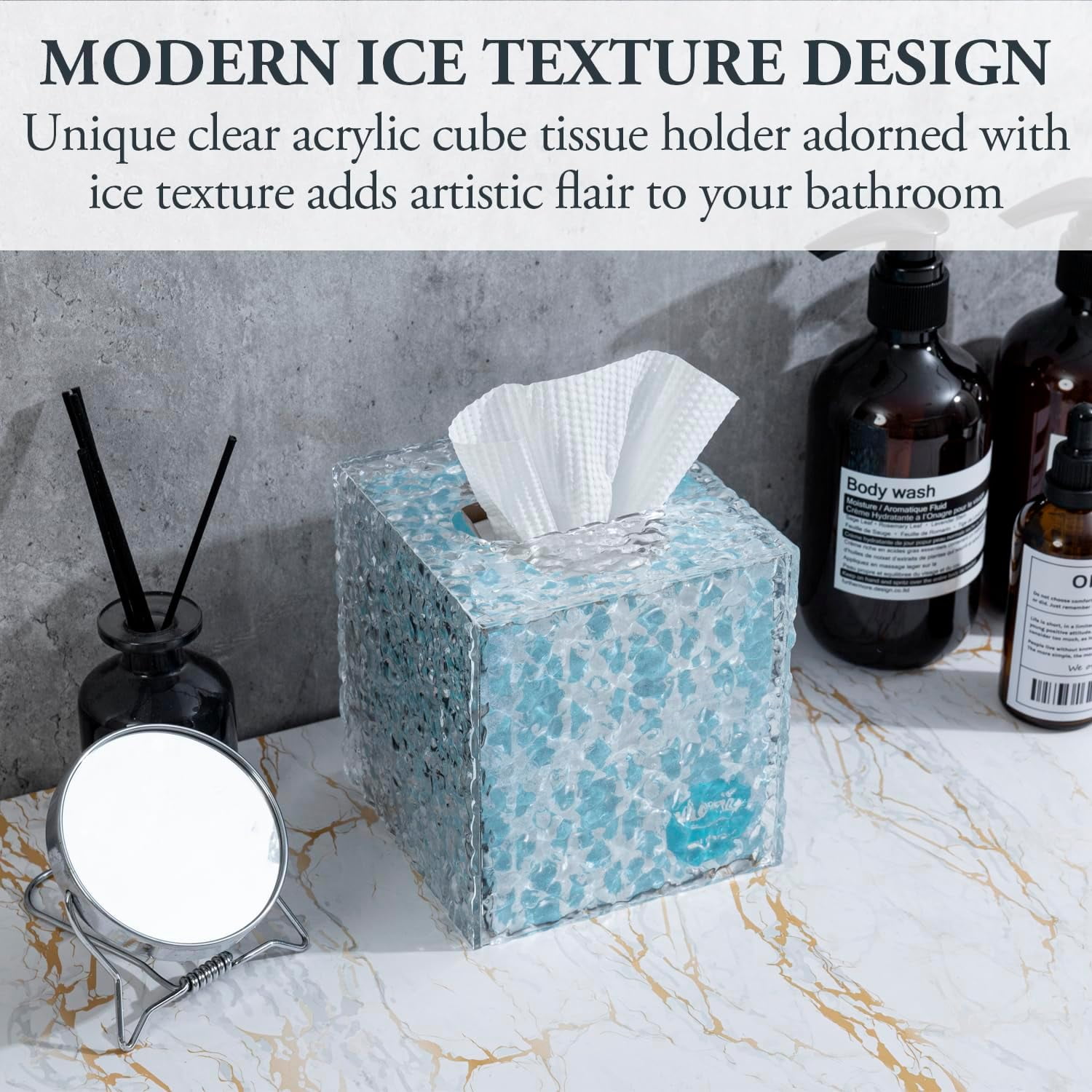 NOSGQ-Modern Ripple Texture Premium Clear Acrylic Cube Facial Tissue ...