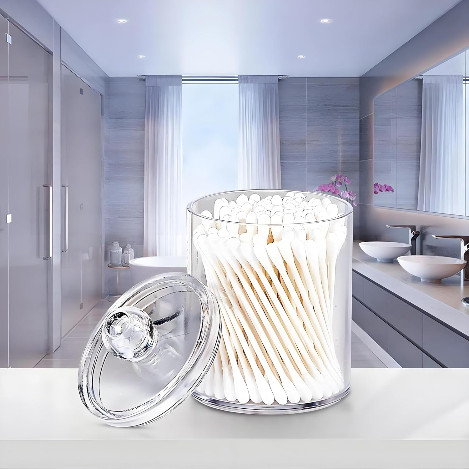 NOSGQ-Qtip Dispenser Apothecary Jars Bathroom - Qtip Holder Storage ...
