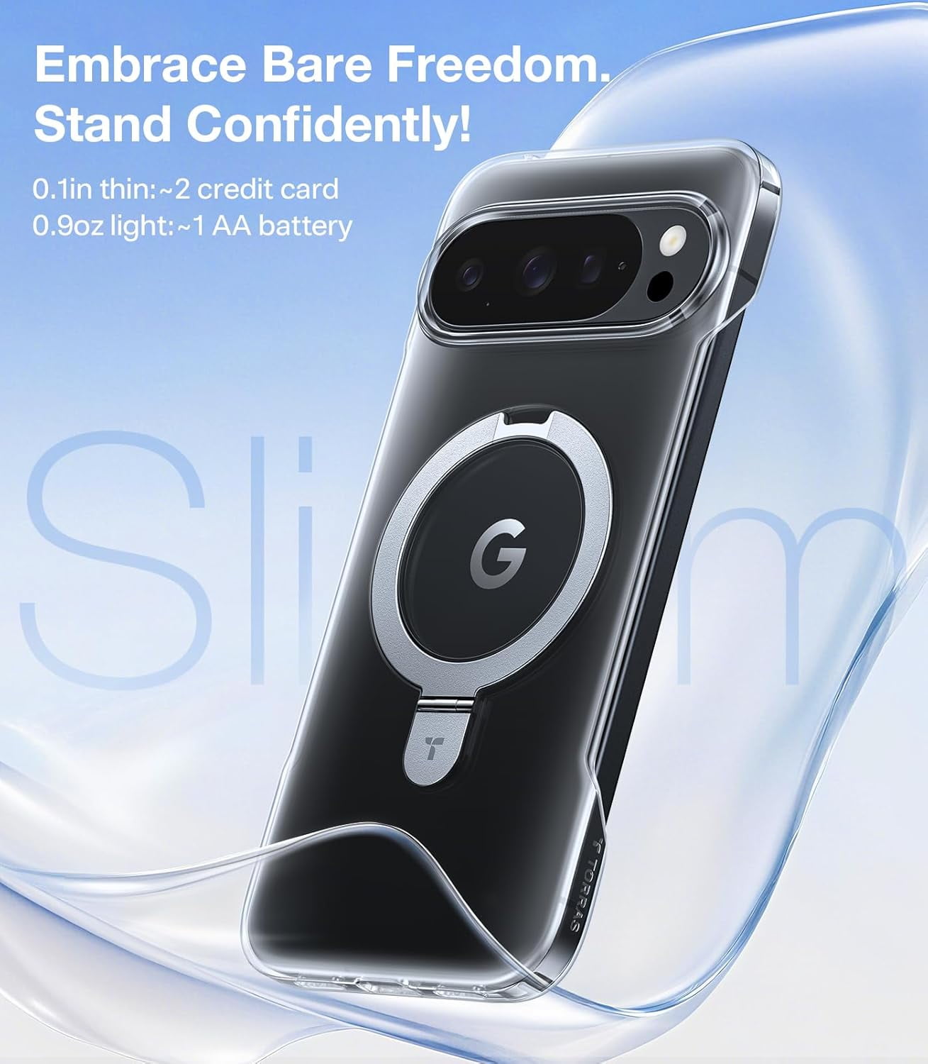 NOSGQ-Slim Magnetic Stand for Google Pixel 10 Pro Case/Pixel 10 Case Clear, Ultra Thin Open Edge ...