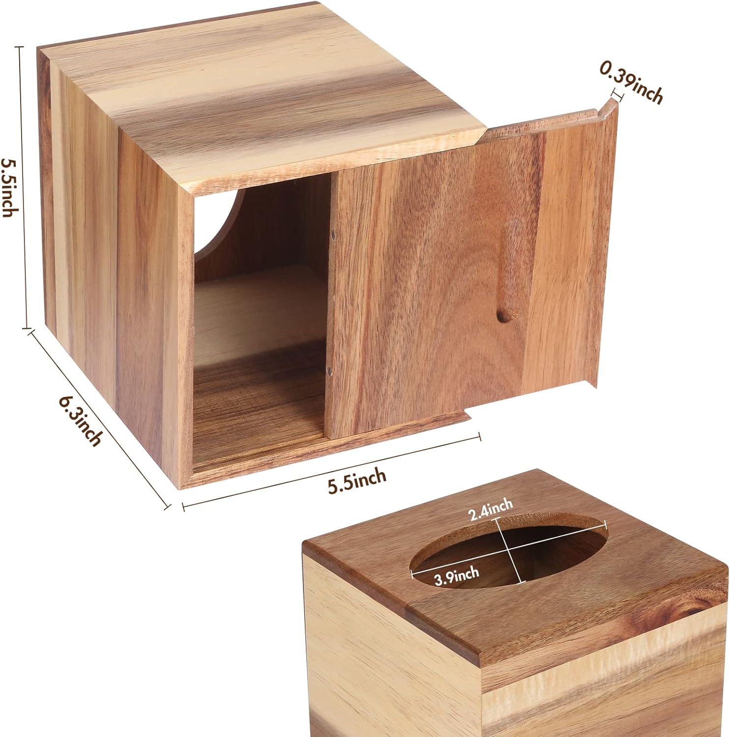 NOSGQ-Tissue Box Cover, Acacia Wood Square Tissue Box Holder with Slide ...