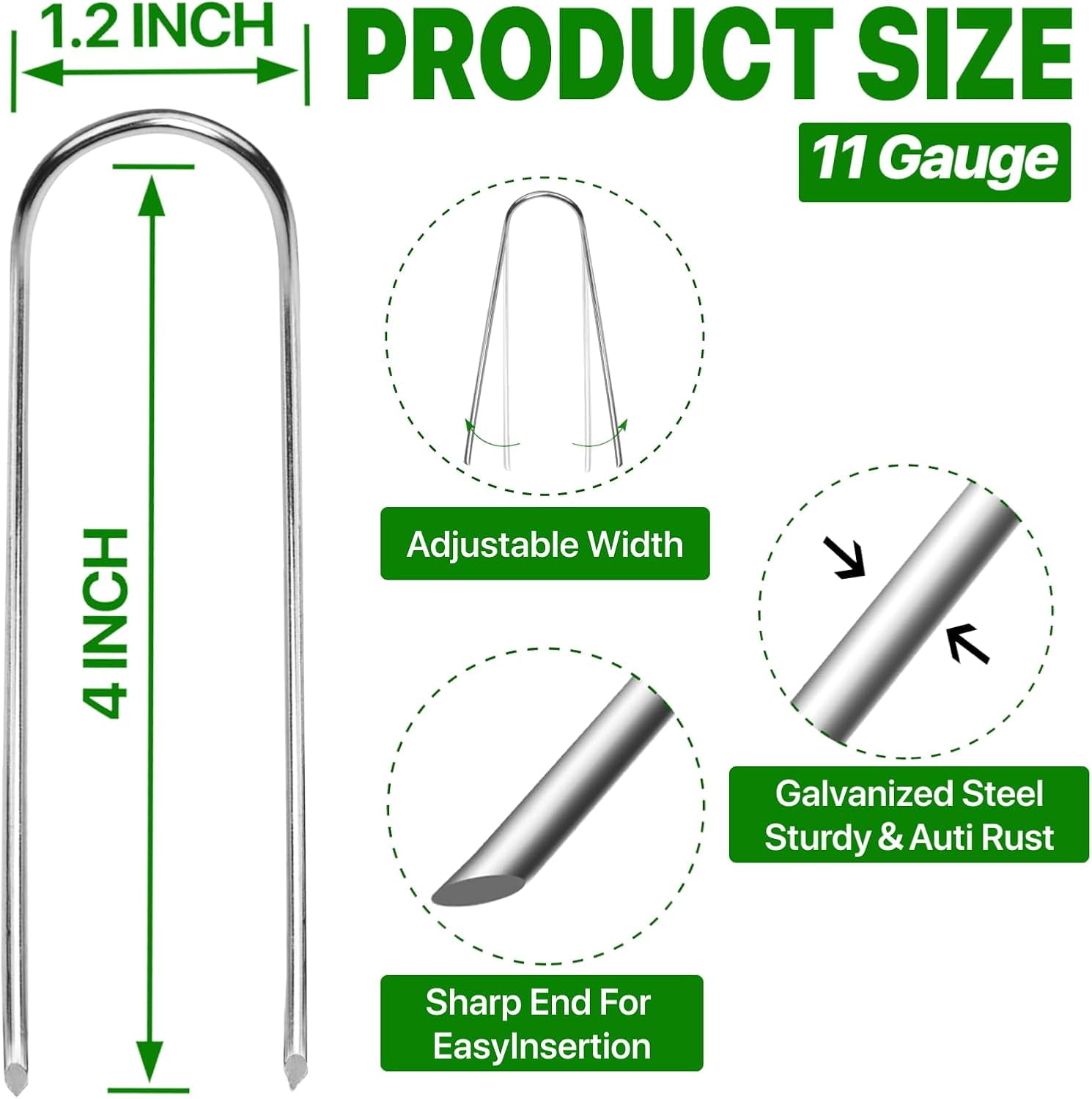 NOSGQ-U Shape Garden Stakes 50 Packs 4 Inch 11 Gauge Irrigation Tubing ...
