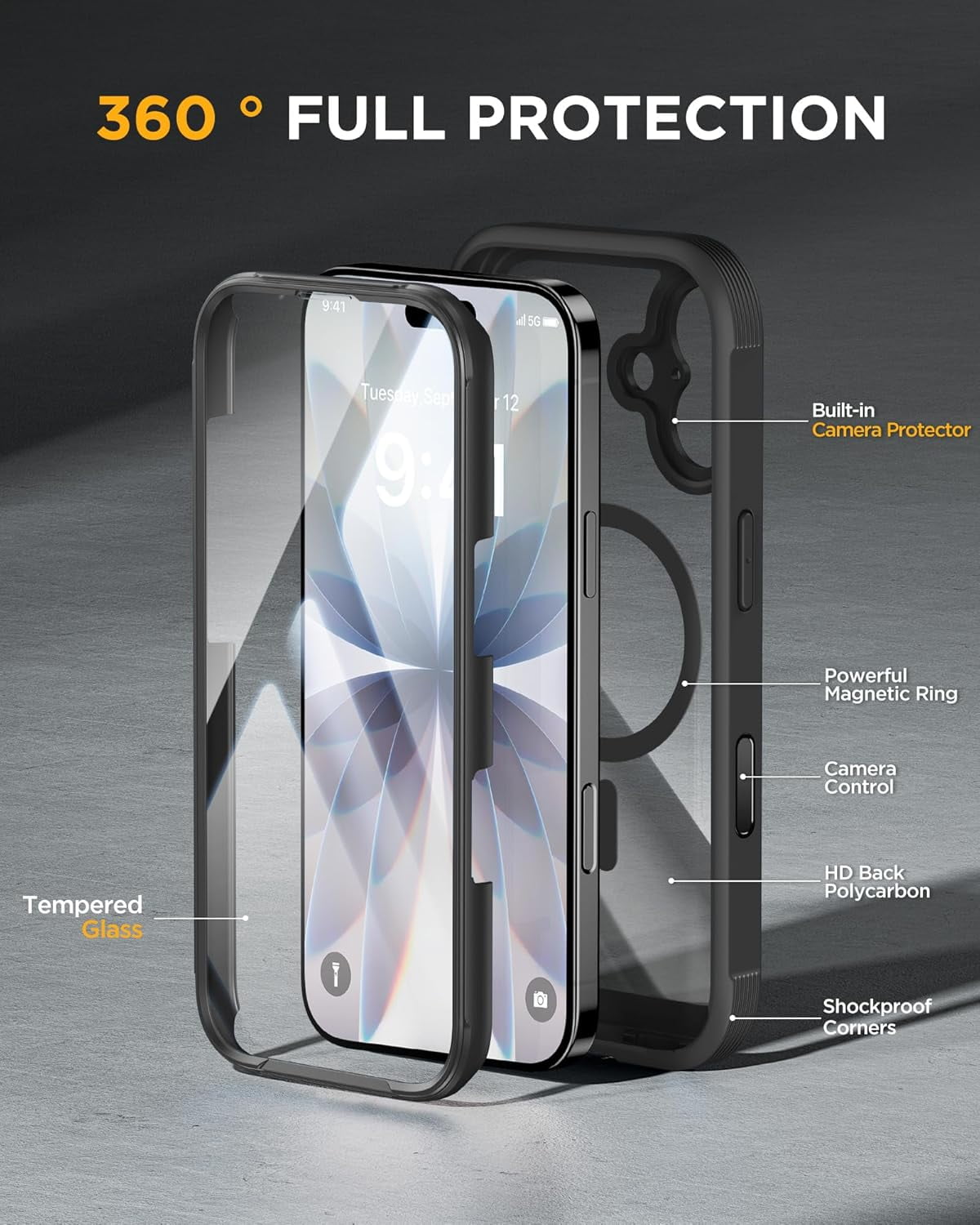 NOSGQ-for iPhone 17 Case 6.3'', Full-Body Military Grade Drop ...